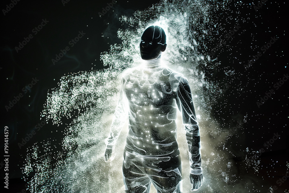 Shoot a series of images showing a human figure gradually transforming ...