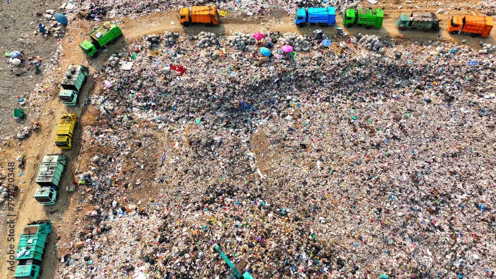 Environmental crisis depicted: A bird's-eye view captures mounds of ...