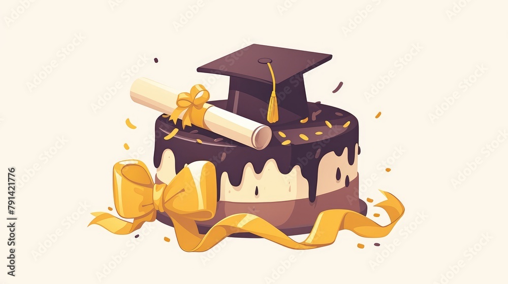 Celebrate the student s big day with a charming graduation cake icon ...