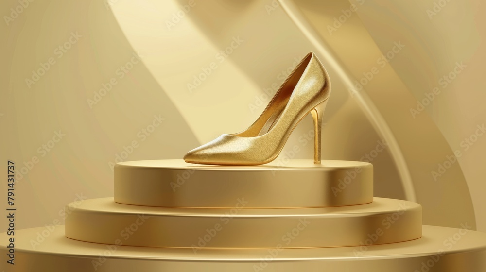 Gold high heel shoes on the podium product display Stock Photo | Adobe ...