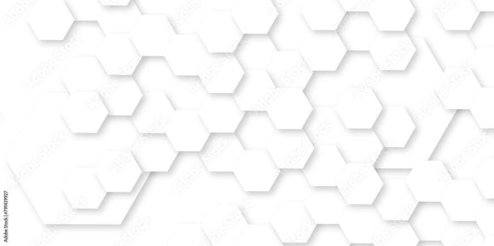 Abstract white background with hexagon and hexagonal background. Luxury white pattern with ...