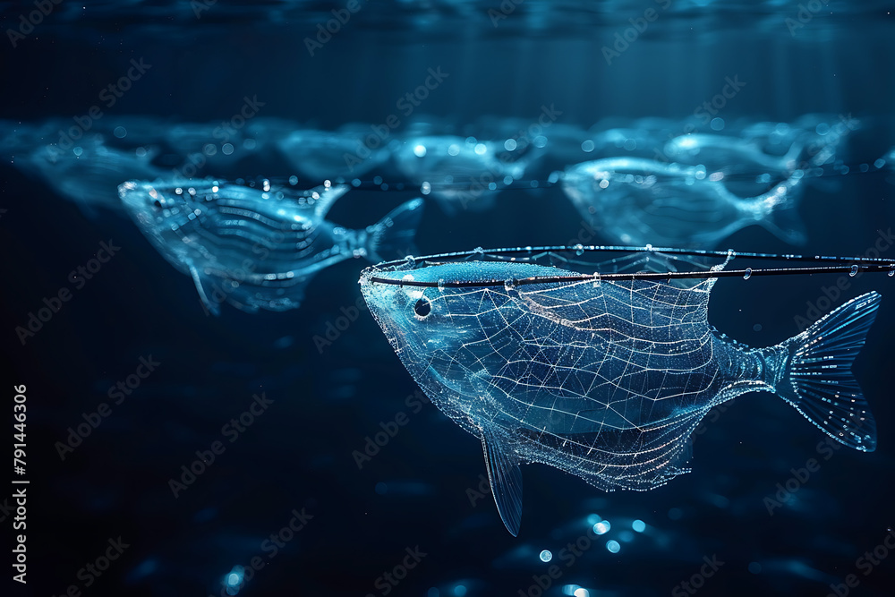 A bustling fish farm with rows of tanks teeming with aquatic life ...