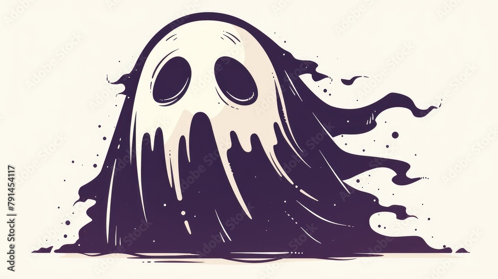 A spooky ghost glyph icon perfect for Halloween and all things scary is ...