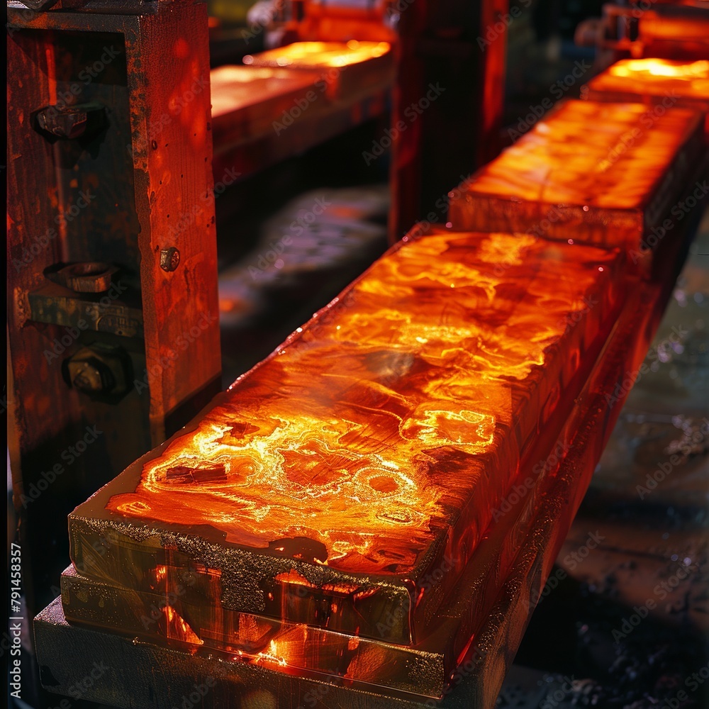 Copper cathodes after fire refining, electrolytic refining and casting ...