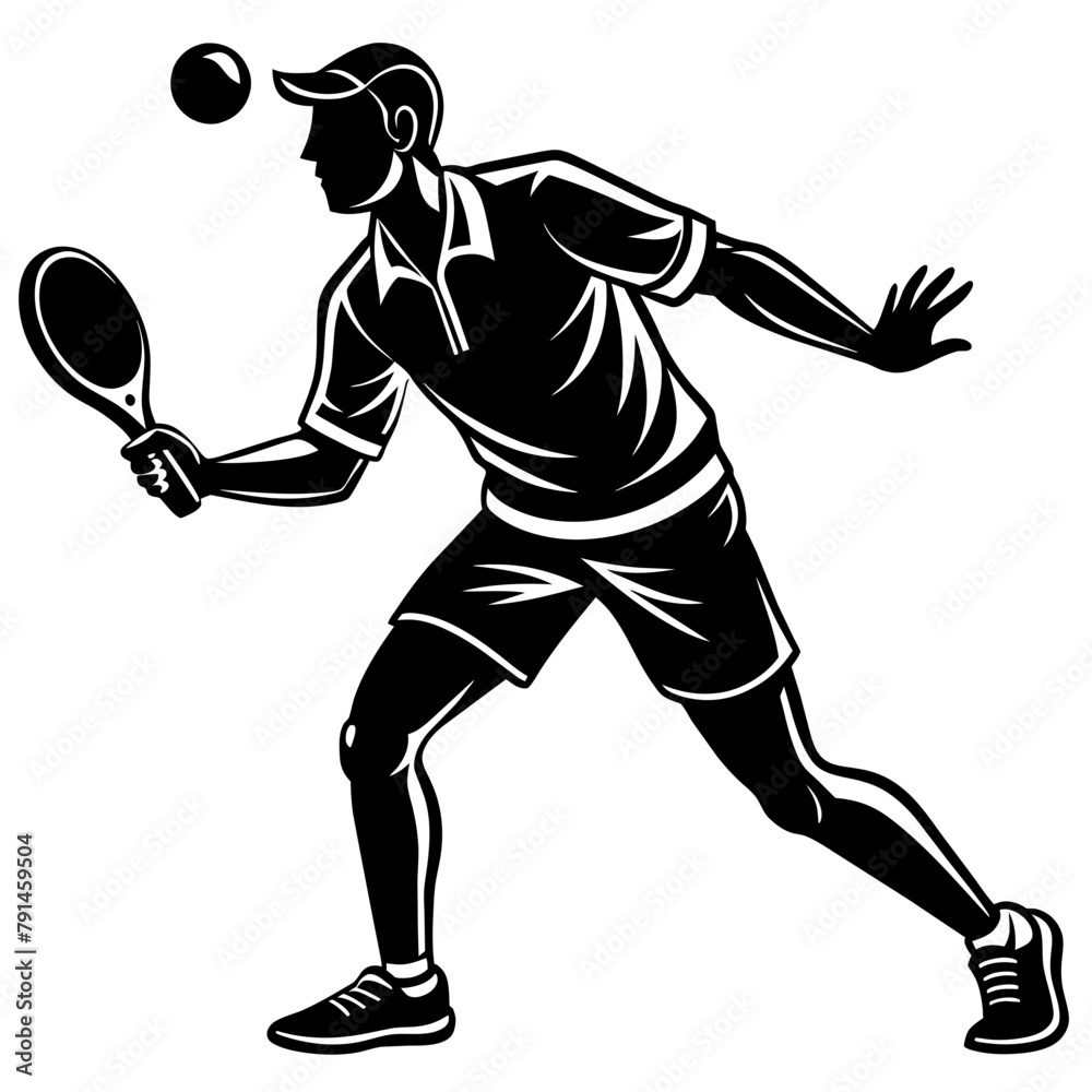 SVG Pickleball player, Silhouette Pickleball player Vector illustration ...