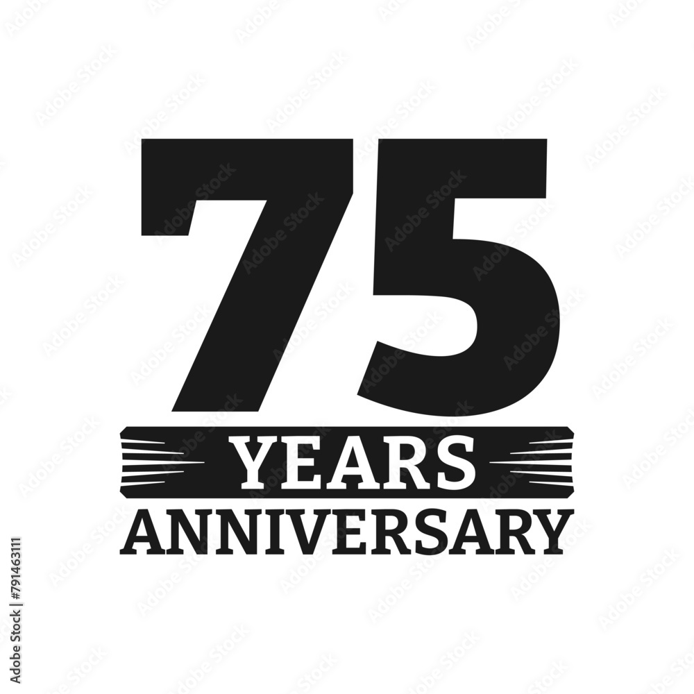 75 years logo or icon. 75th anniversary badge. Birthday celebrating ...