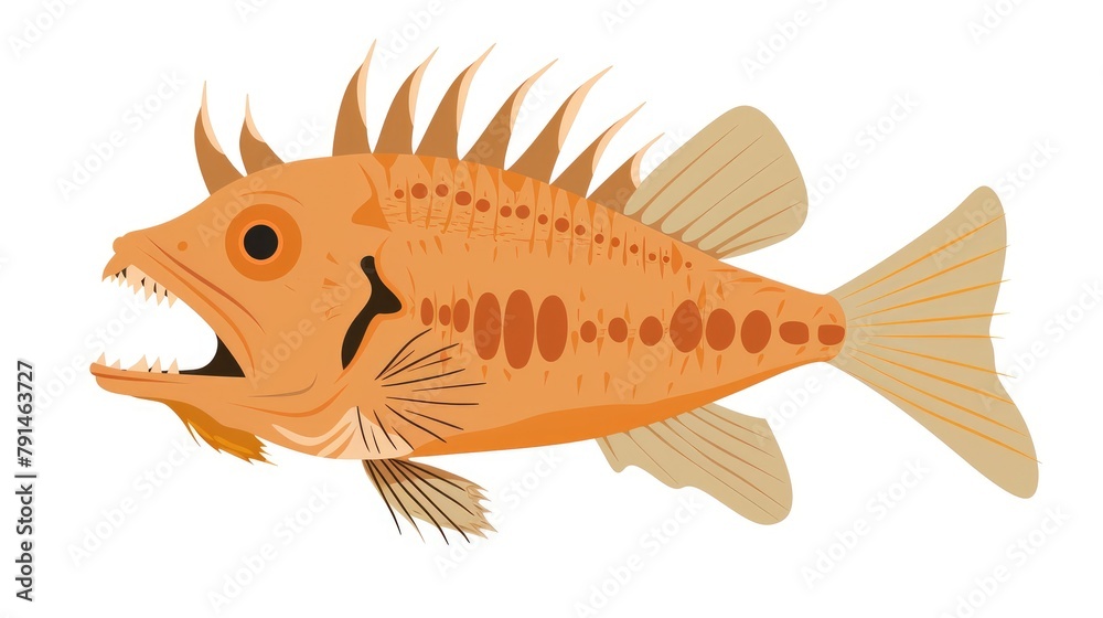 An angler fish illustrated in a sleek 2d flat style perfect as a web ...