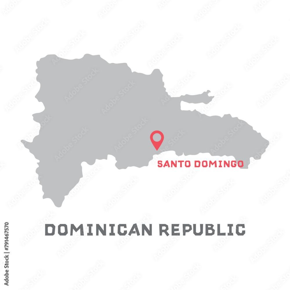 Dominican republic vector map illustration, country map silhouette with ...