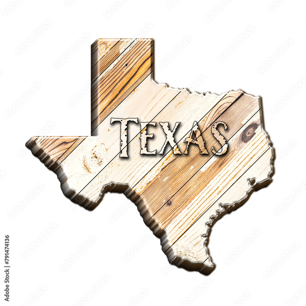 The Great State of Texas in a dimensional multi-layered shape made from ...