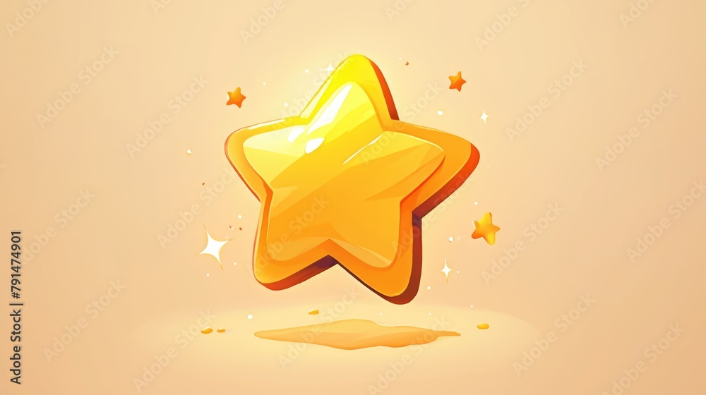 Icon depicting a yellow star in a cartoon 2d design embodying customer ...
