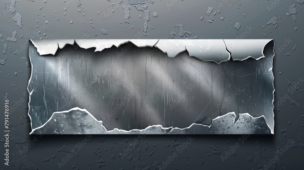 Modern illustration of a metal sheet with torn edge, ripped steel sheet ...