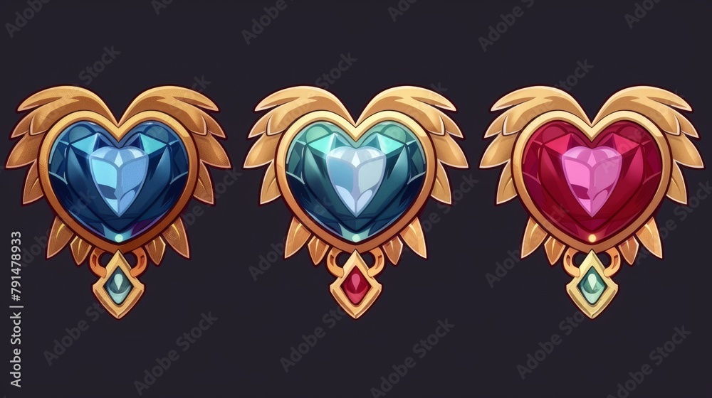 Rank medal/award in gold metal design with wings. Achievement icon ...