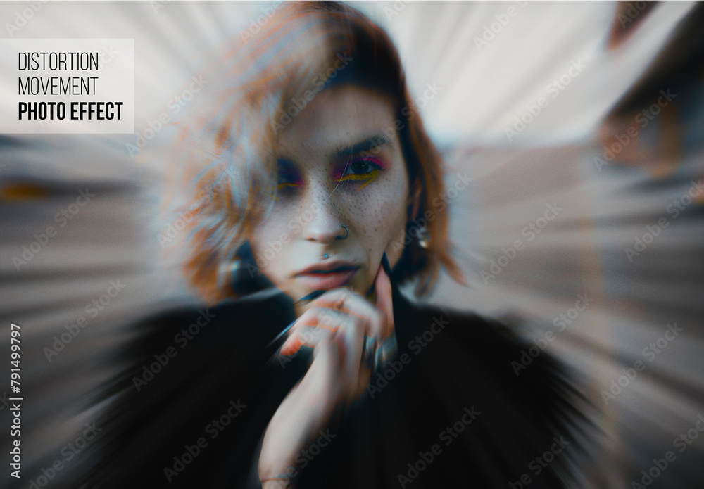 Distortion Movement Photo Effect Stock Template | Adobe Stock