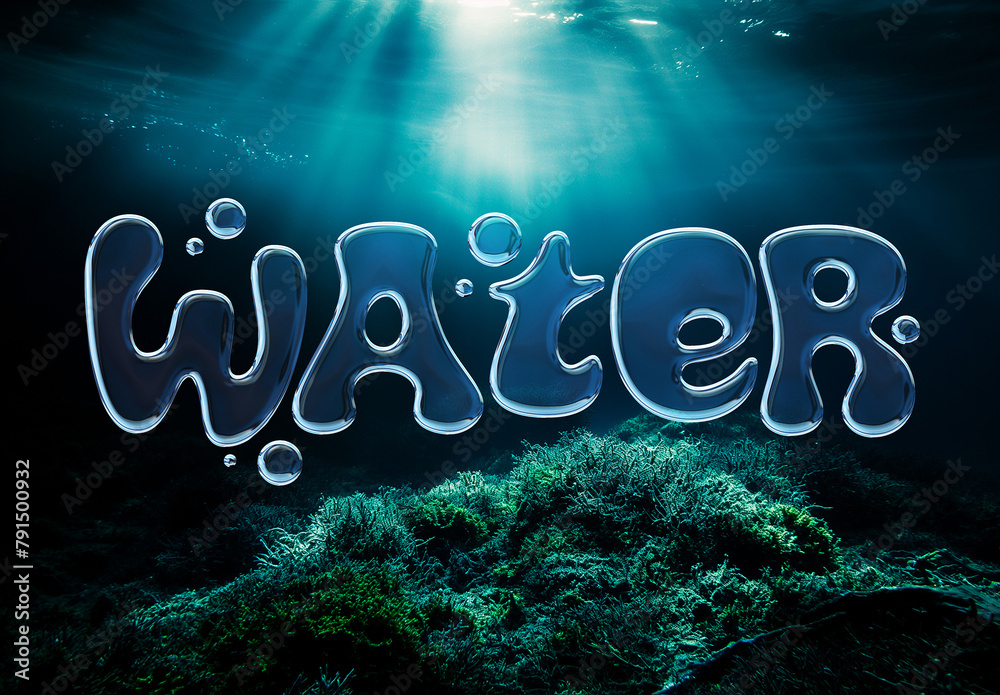 Water Text Effect with AI Background Stock Template | Adobe Stock