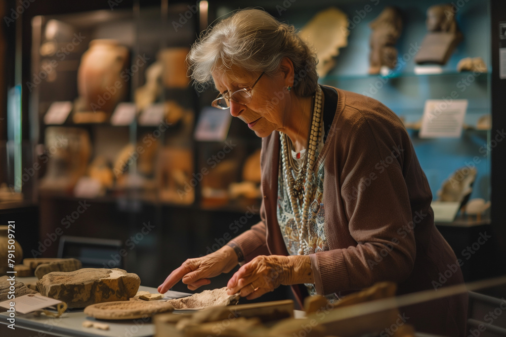 Curator Arranging Historical Artifacts in a Museum Exhibition Stock ...