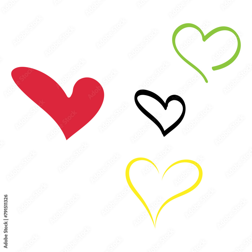 Collection of Love Heart Symbol Icons. Love Illustration Set with Solid ...
