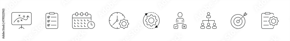 action plan icon set. business, target, strategy, schedule, goal icon ...