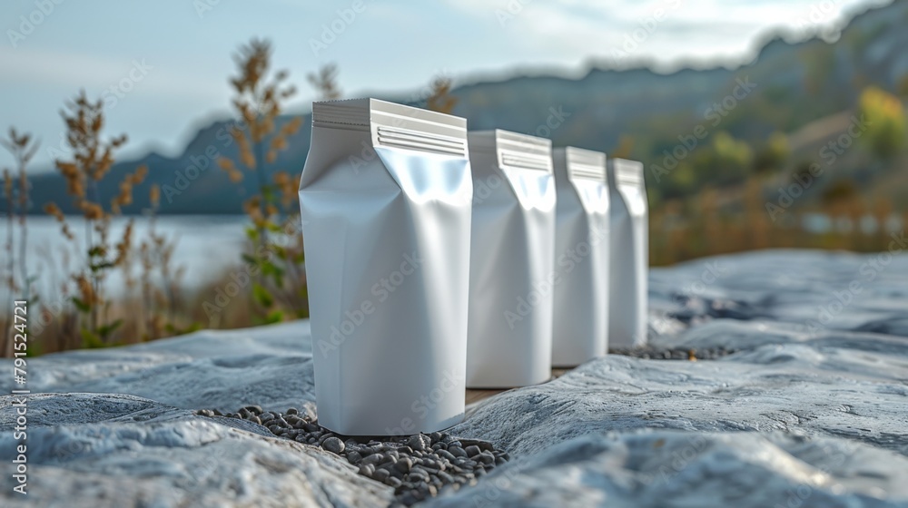 Design polyethylene packaging mockups with customizable elements, such ...