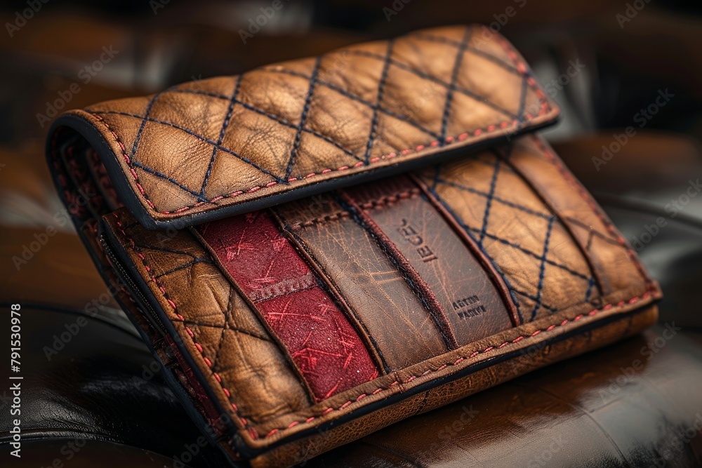 Luxury brown leather male wallet purse on black background shot in a ...
