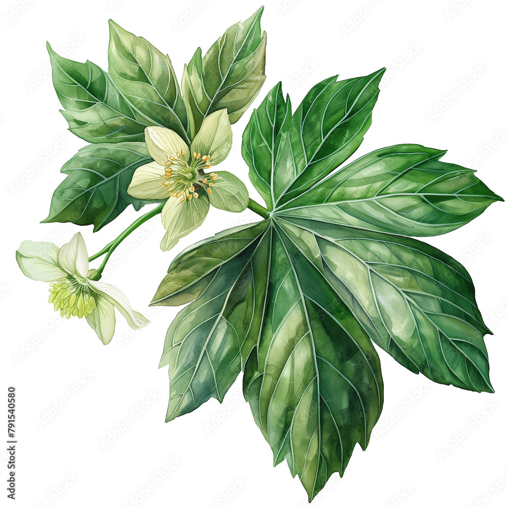 Podophyllum, Podophyllum peltatum, Watercolor illustration Stock ...