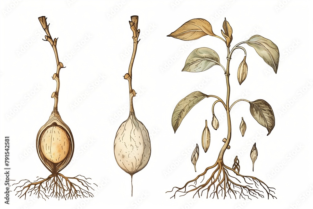 a diagram illustrating the anatomy of a germinating seed, focusing on ...