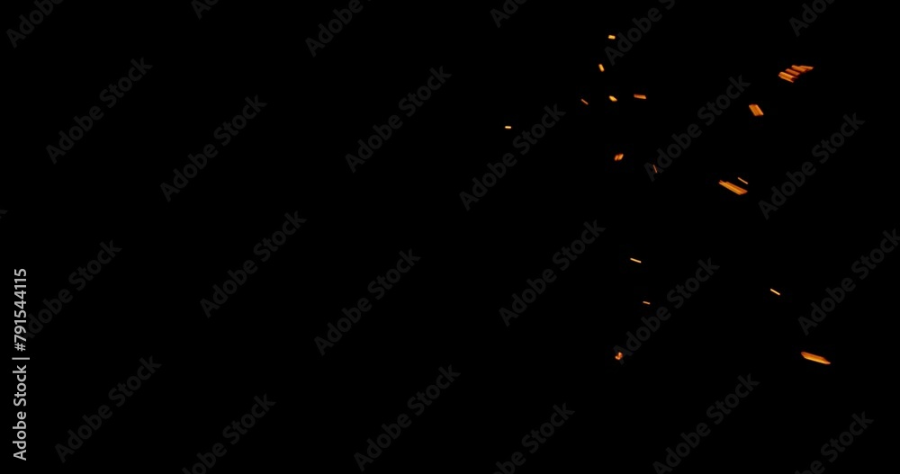 4k fire embers and fire sparks over black background, fire flames and ...