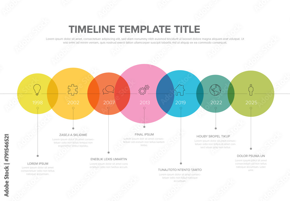 Rainbow color circles on the time line - multipurpose infographic ...