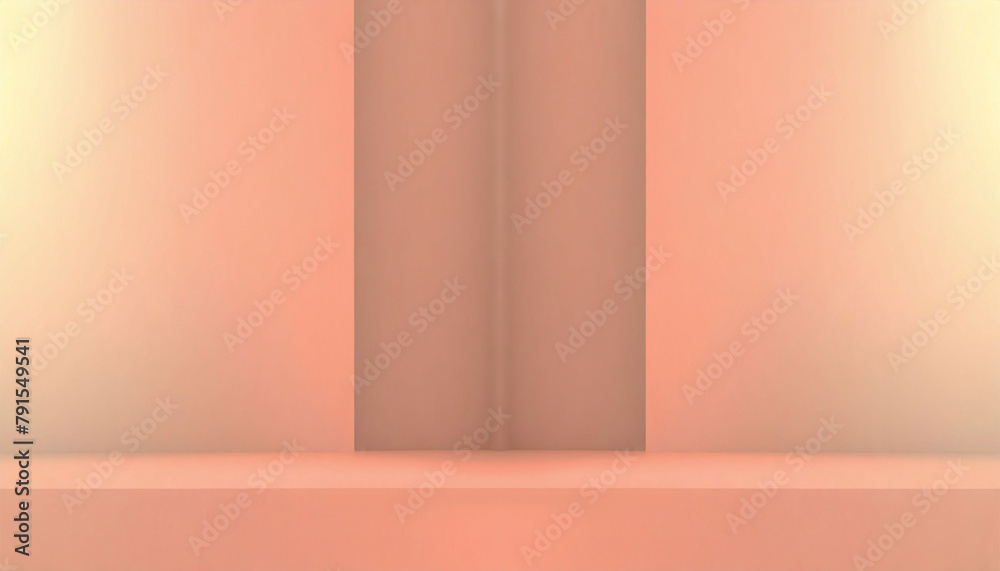 Pastel light orange color backsplash wall and floor with lift door 3d ...