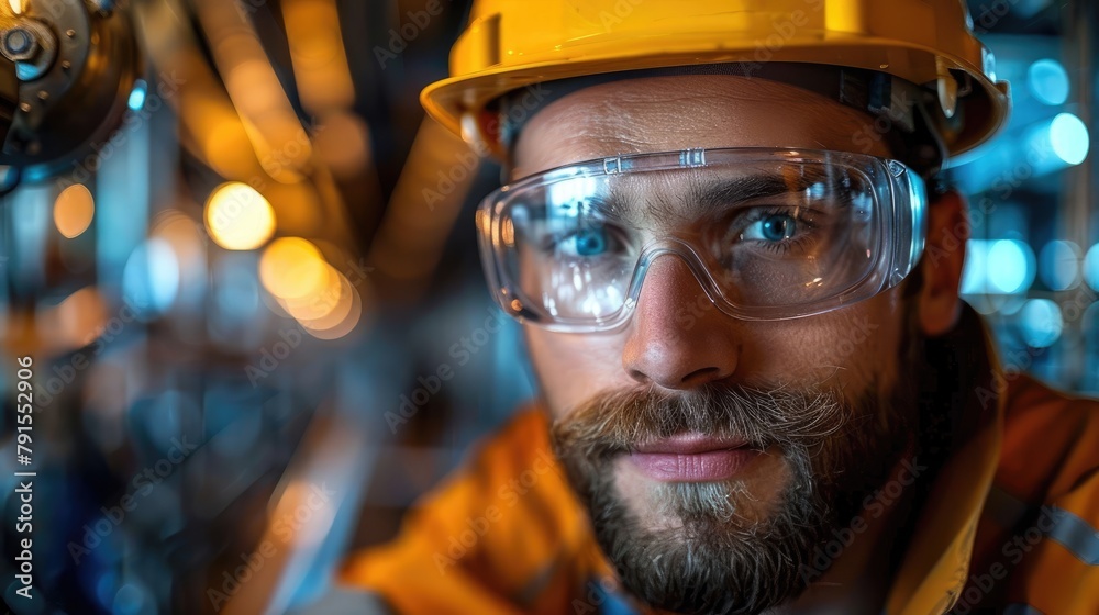 Electrical engineer analyzing a power distribution panel with safety ...