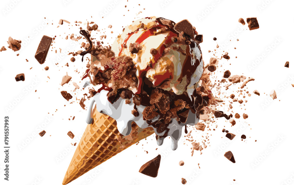 Ice Cream Explosion Vector Illustration, Isolated on Transparent ...