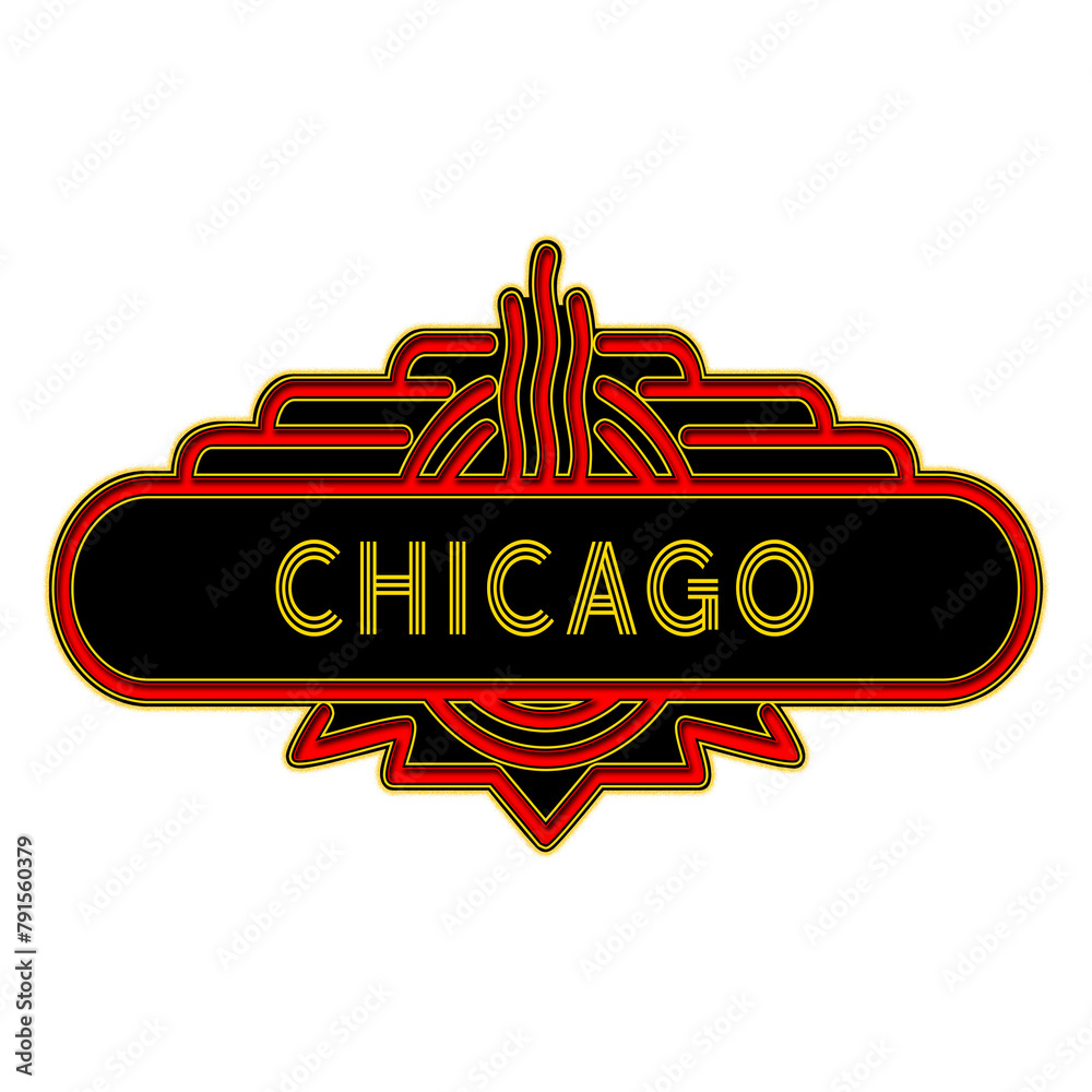 A retro marquee type sign with the words - CHICAGO. The sign features ...