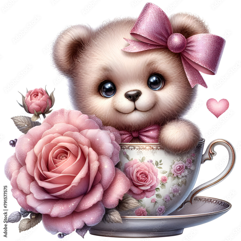 Watercolor Teddy Bear Clipart, Love Teddy Bear Clipart, Custom Cute ...