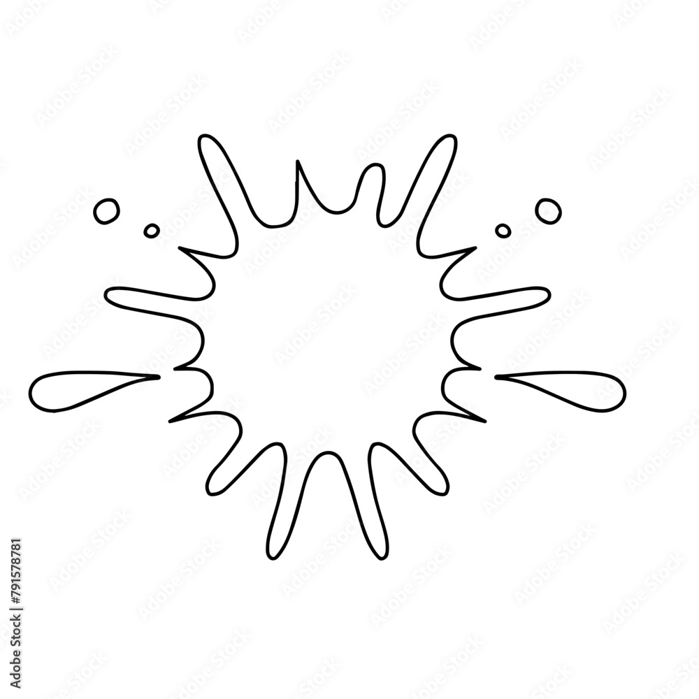 water splash doodle outline drawing. simple Black line. Stock Vector ...
