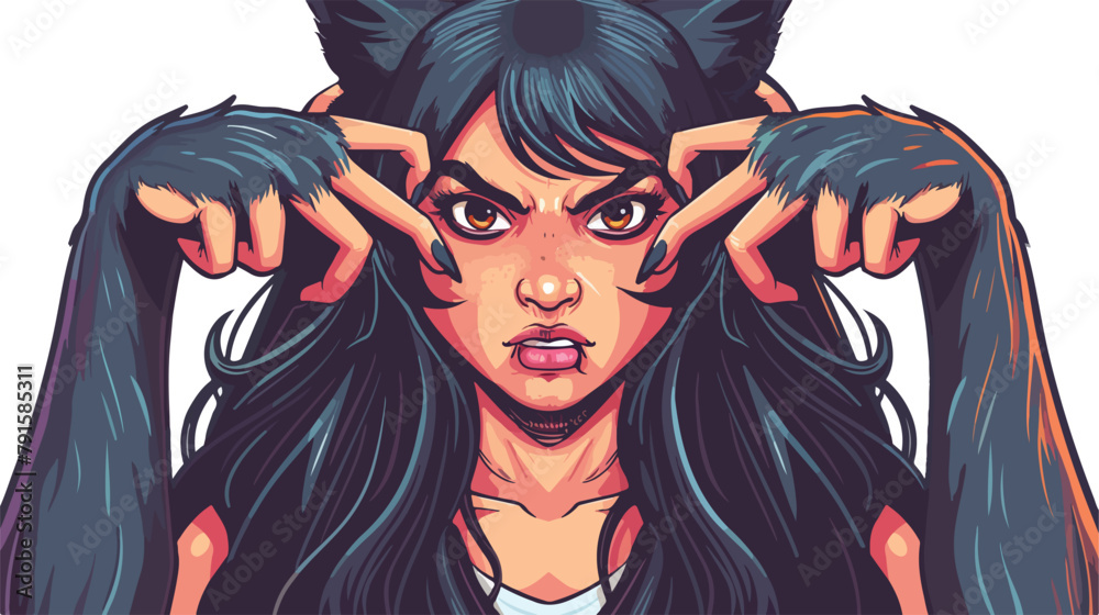 Cartoon werewolf woman Hand drawn style vector design Stock Vector ...