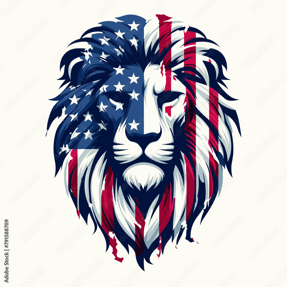 Lion Wear USA Top Hat, 4th of July patriotic American flag, Cartoon ...