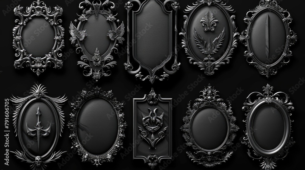 Gothic frame vector set neo tribal acid round Stock Illustration | Adobe Stock