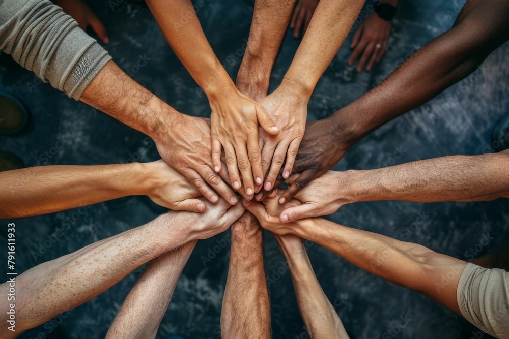 Diverse group of people embracing in unity - equity and inclusion ...