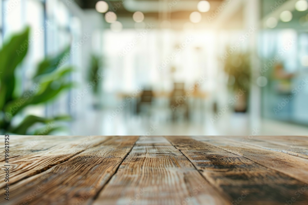 Table with blur background of corporate office conference room with ...