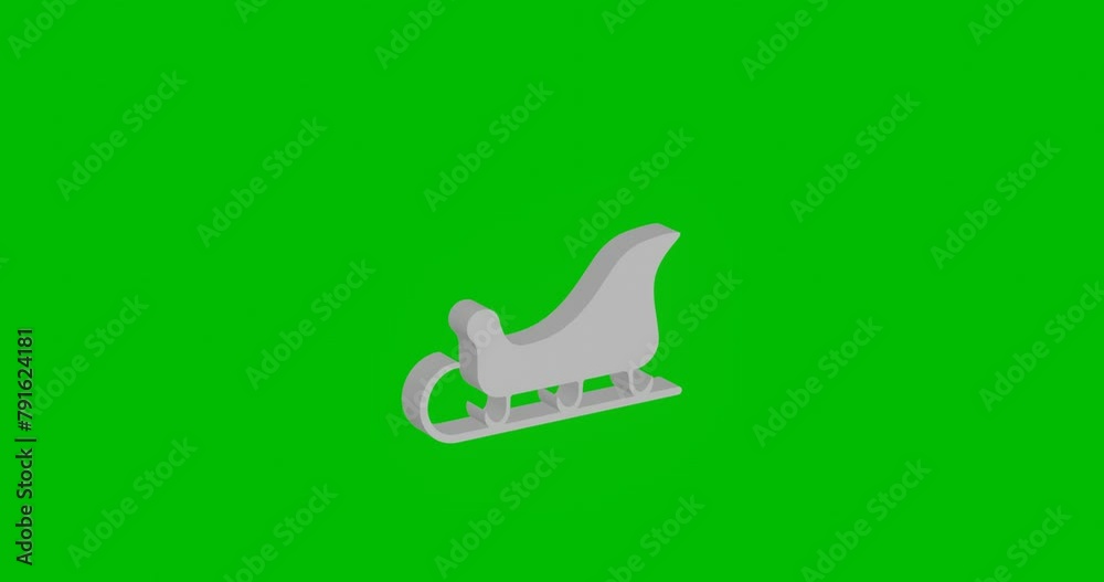 Animation of rotation of a white sleigh symbol with shadow. Simple and ...