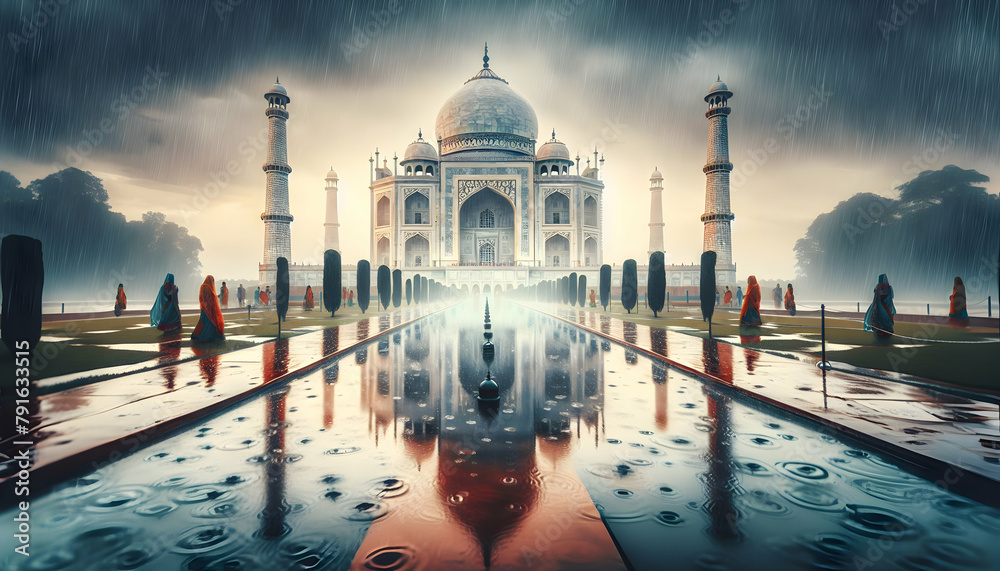 Stunning Monsoon Majesty: India's Taj Mahal Reflected on Rain-Soaked ...