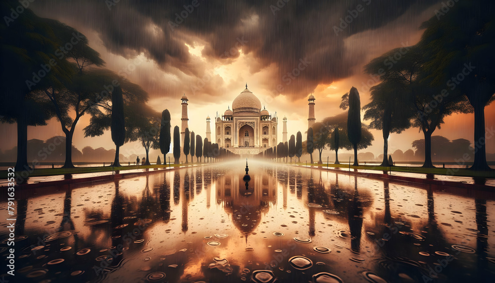 Monsoon Majesty: India's Taj Mahal Reflecting Monsoon Regal Touch on ...
