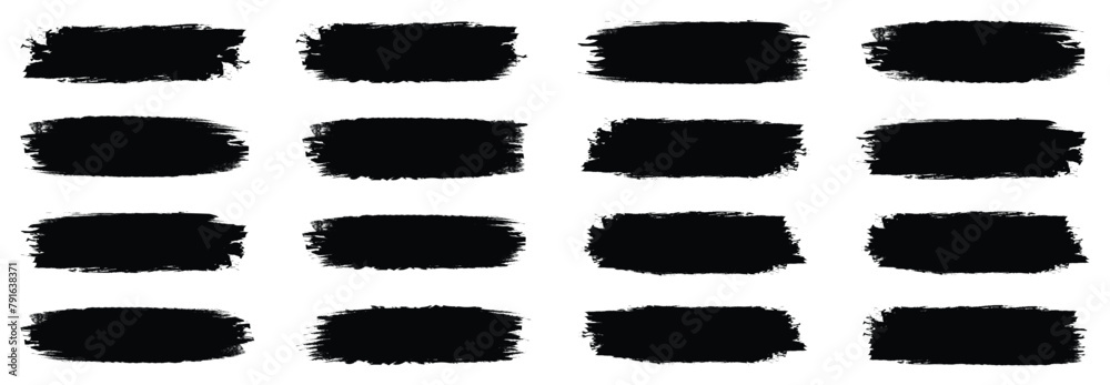 set of grunge black paint, ink brush strokes. brush collection isolated ...