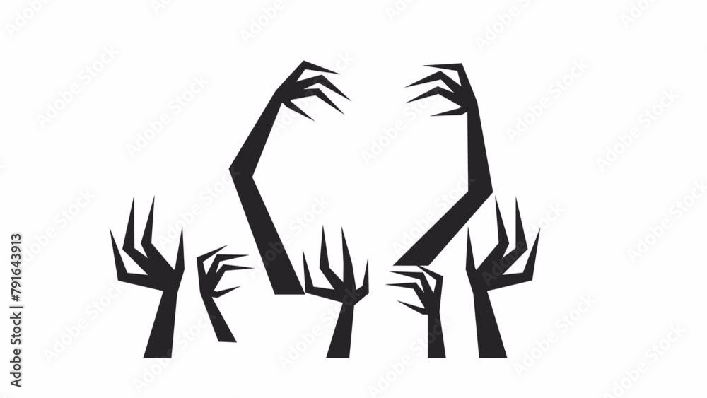 Monsters hands catching victims outline cartoon animation ...