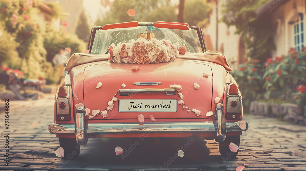 wedding car - Just married Stock Photo | Adobe Stock