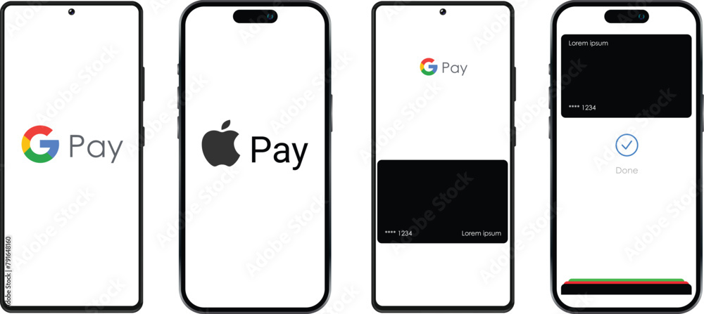 Apple pay and Google pay illustration. Paying system editorial purchase ...
