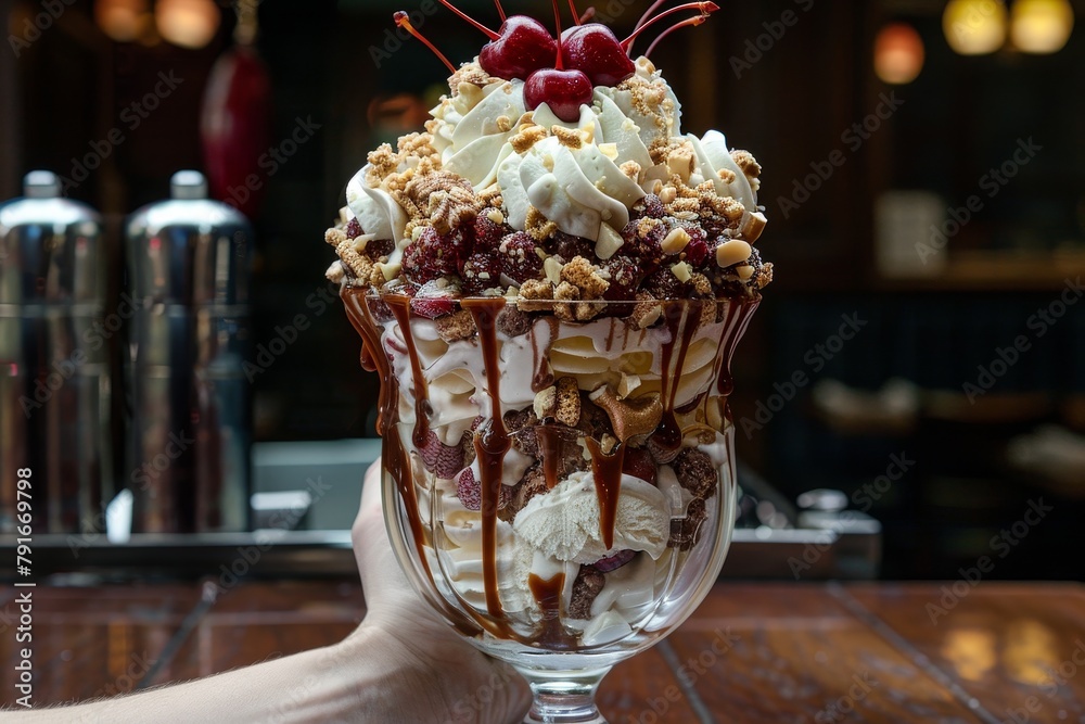 Sundae Extravaganza: Ultimate Indulgence with Toppings Galore Stock ...