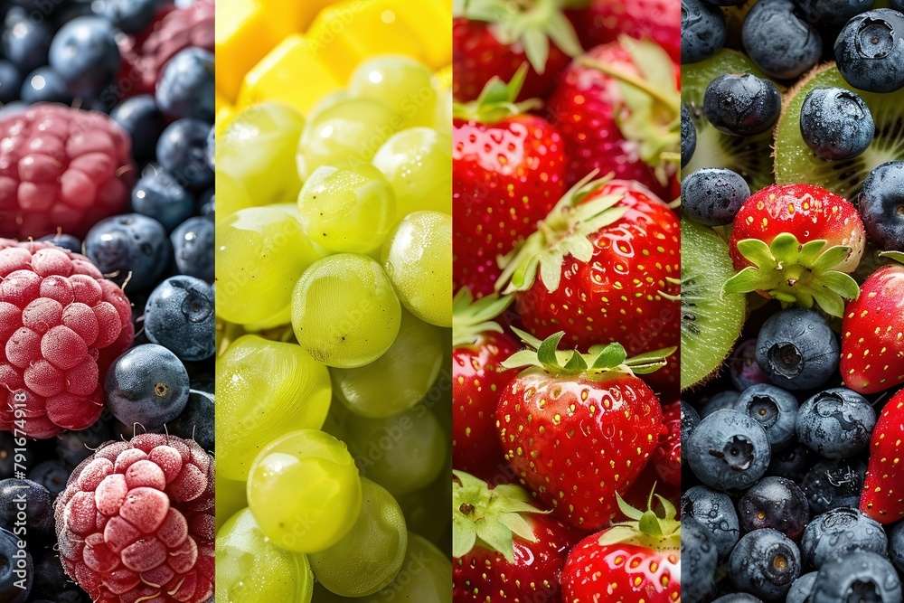 Eine Fotocollage von verschiedenen Obstsorten Stock Photo | Adobe Stock