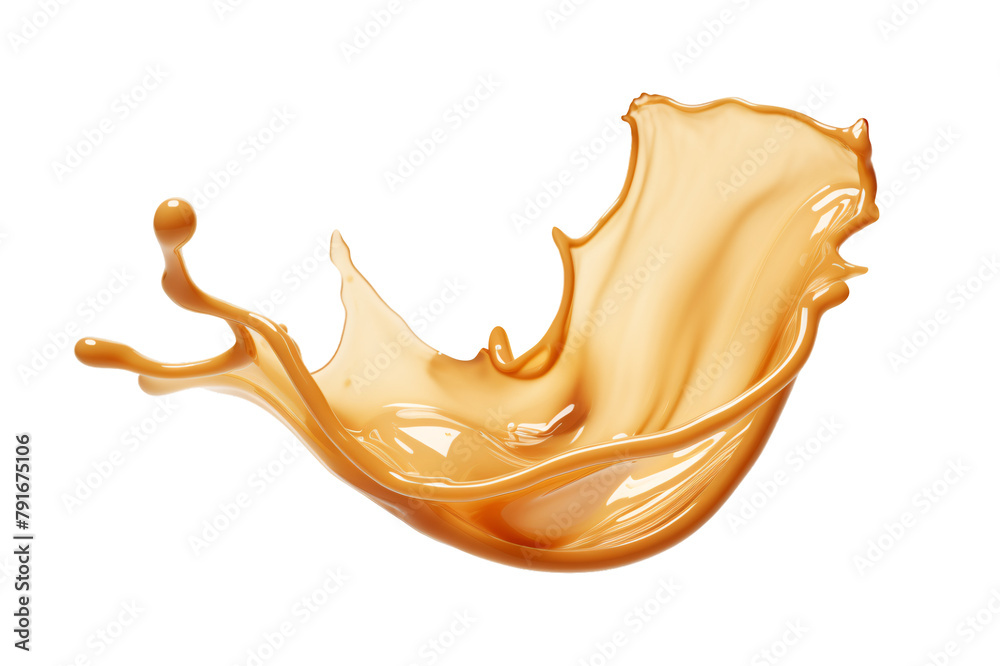 caramel syrup splash isolated on a transparent cut-out background ...