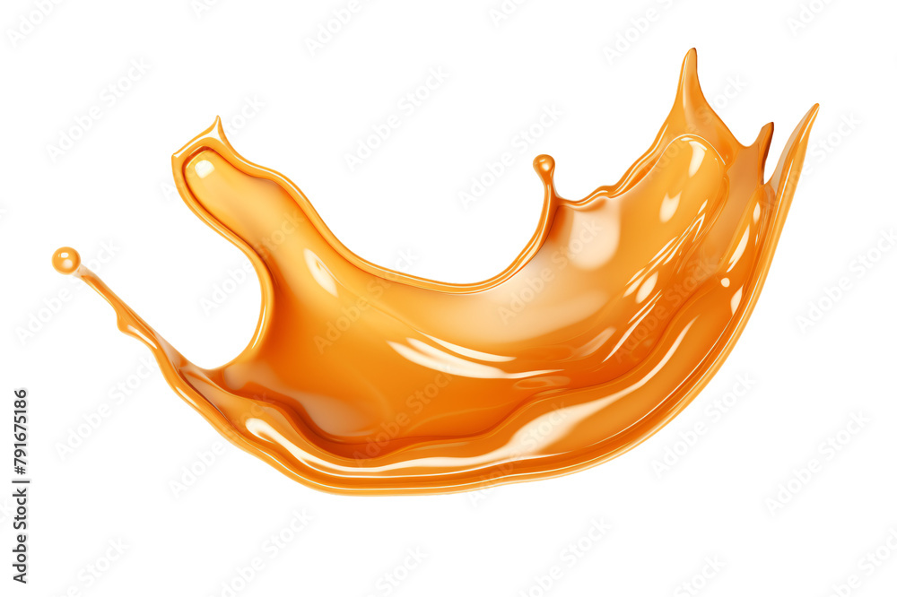 caramel syrup splash isolated on a transparent cut-out background ...