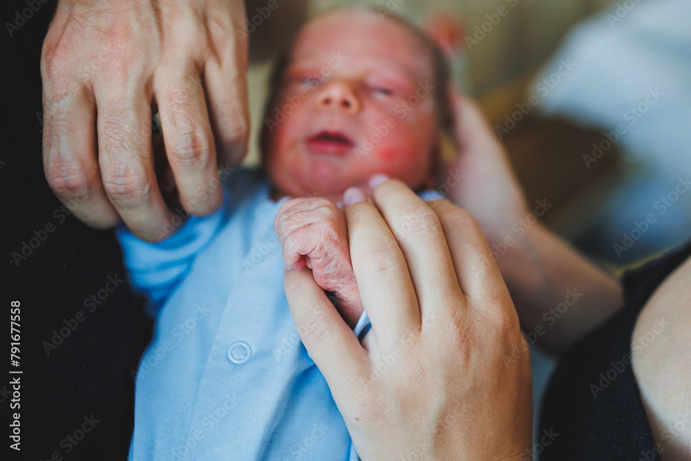 Newborn baby's hand close-up. A child's hand with a small palm Stock ...